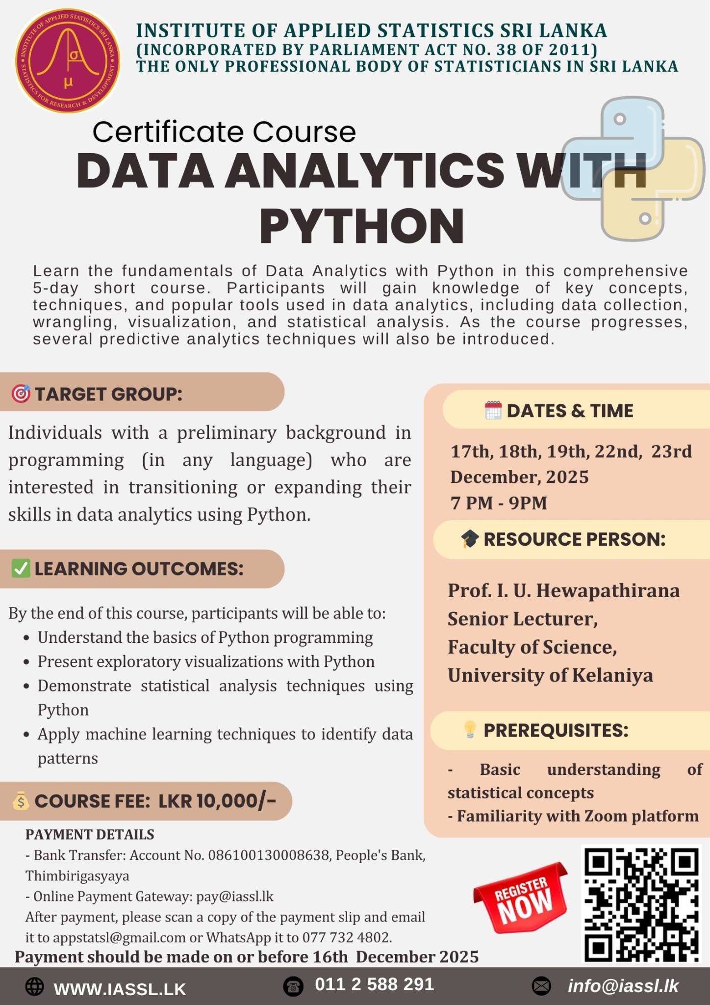 Certificate Course on Data Analytics with Python - Institute of Applied ...